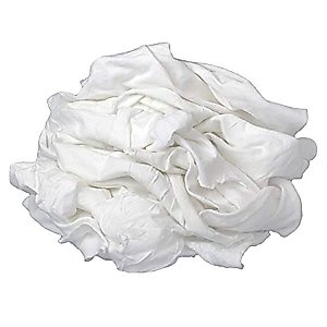 Buffalo Industries (60200) New White Bleached Knit Rags, 1 lb. box - All-Purpose Wiping, Cleaning, Polishing, Medium-Weight T-shirt Material, Washed and Bleached for Super Absorbency and Low-Linting