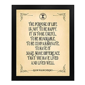 Ralph Emerson- The Purpose Of Life- Inspirational Wall Dcor Print, Our Classy Poetic Parchment Motivational Print Is For Poem Lovers, Great Print For Home Dcor, Office Dcor, Unframed -11 x 14