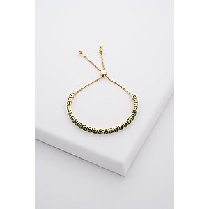 Ted Baker London Melrah Icon Crystal Slider Adjustable Tennis Bracelet for Women (Gold Tone/Erinite Crystal)