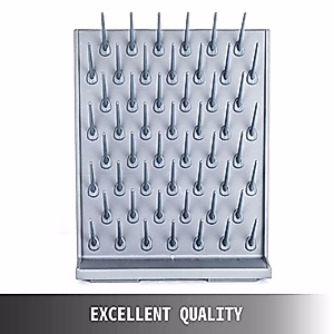 INTBUYING Bottle Drying Rack Pegboard Wall Mounted Desk Grey 52 Pegs Removable PP Glassware Drying Draining Rack Education&lab Cleaning Equipment