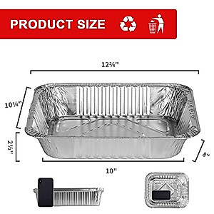 Sakuchi 9x13 Disposable Aluminum Foil Pans [50 Sets] Large Baking Pan Trays - Heavy Duty Tin Tray - Half Size Chafing Dishes. Food Containers for Roasting, Cooking, Heating or Steam Table