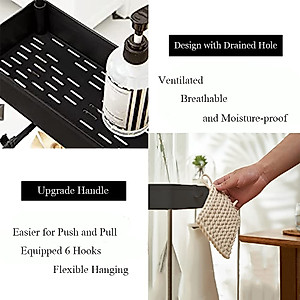 Slim Storage Cart Shelf Removable 4-Tier Rolling Trolley Storage Organizer Carts Rack with 4 Storage Baskets and Wheels for Kitchen Living Room Bathroom Bedroom Narrow Places