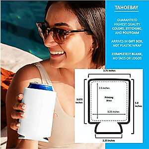 TahoeBay Blank Can Cooler Sleeves (15-Pack) Standard Size and (12-Pack) Slim Size (White)
