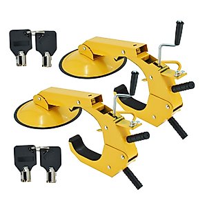 2 Pack Trailer Wheel Lock Clamp Boot Adjustable for RV Boat Trailer Truck Auto Car Heavy Duty Steel Anti-Theft Tire Lock Trailer Boot Towing Security Device