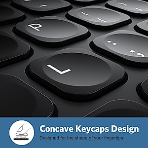 OMOTON Wireless Keyboard, 2.4G Silent Computer Keyboard, Ultra Slim Full Size Ergonomic Keyboard with Numeric Keypad and Media Hotkeys Compatible with Windows, PC, Computer, Notebook, Laptop, Black