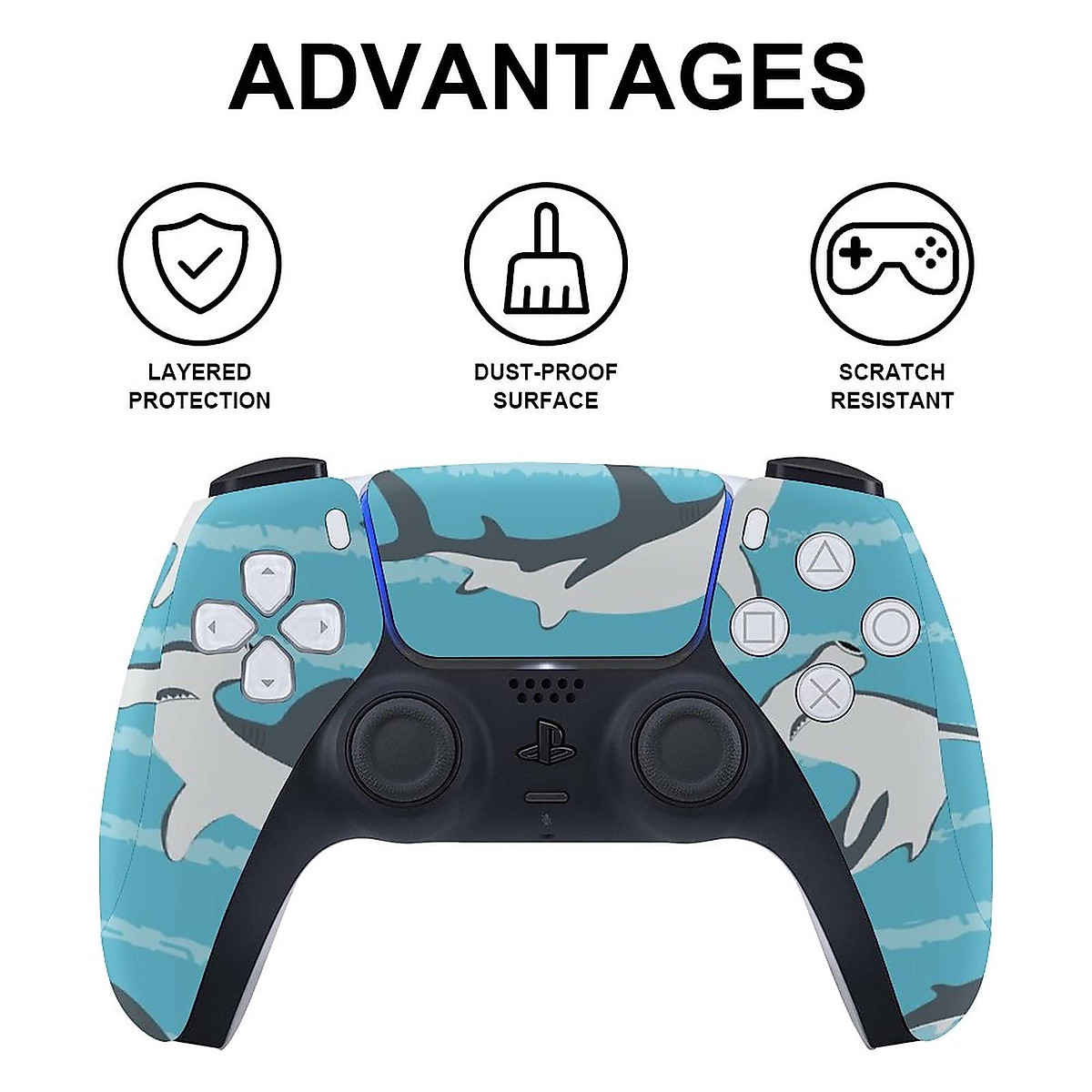 Hammerhead Shark Pattern Full Protective Skin Cover Design Wrap Decal Sticker Compatible with PS5 Digital Edition Console and Controller