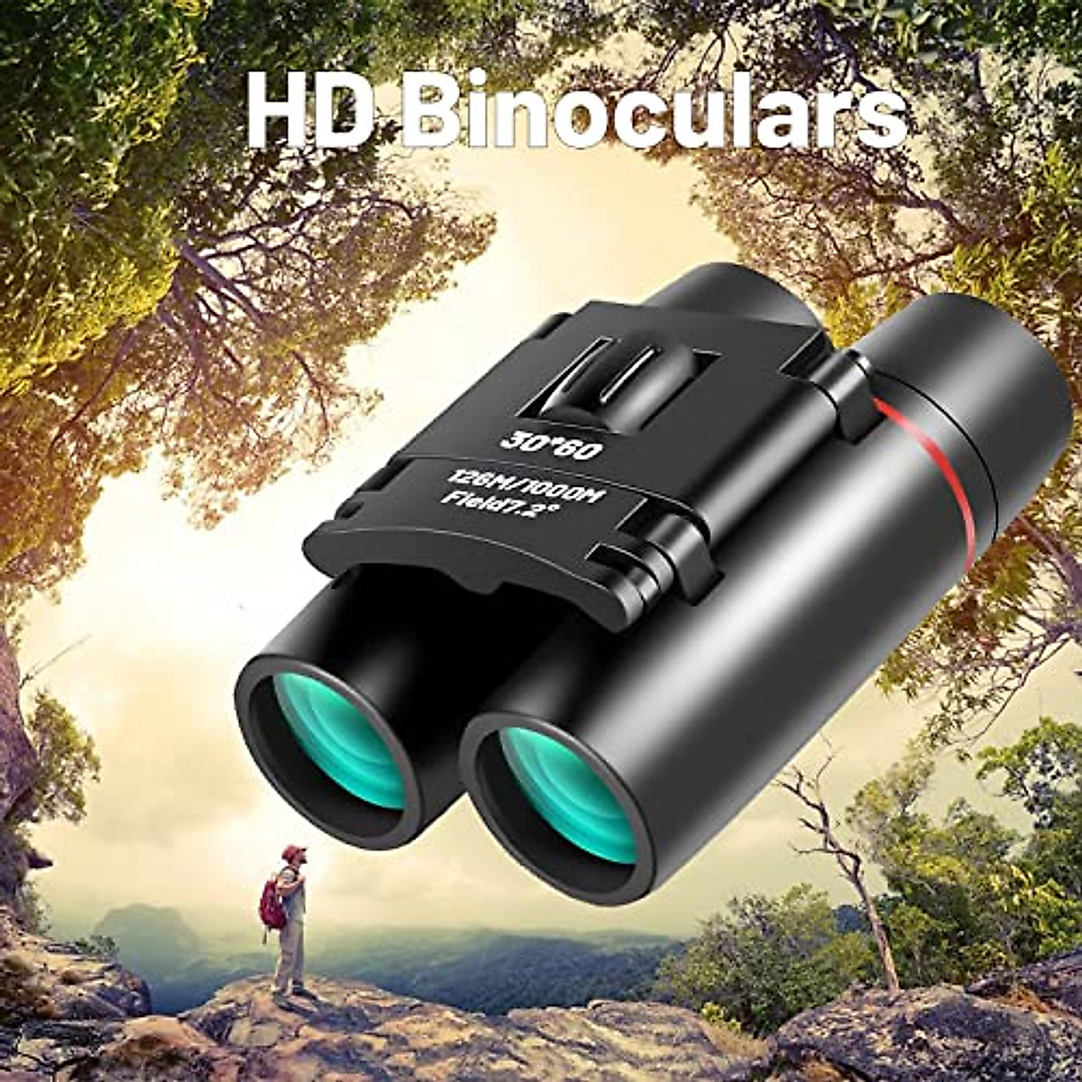 ZIYOUHU 30x60 Binoculars Small Compact Light Binoculars, Suitable for Adults and Children Bird Watching Travel Sightseeing, Waterproof Lightweight Small Binoculars, with Clear Low-Light Vision…