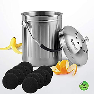 12 Pieces Activated Charcoal Carbon Filters Compost Bin Replacement Filters - 12 Round Extra Thick Indoor Kitchen Countertop Compost Pail Filters, 0.4" Thickness