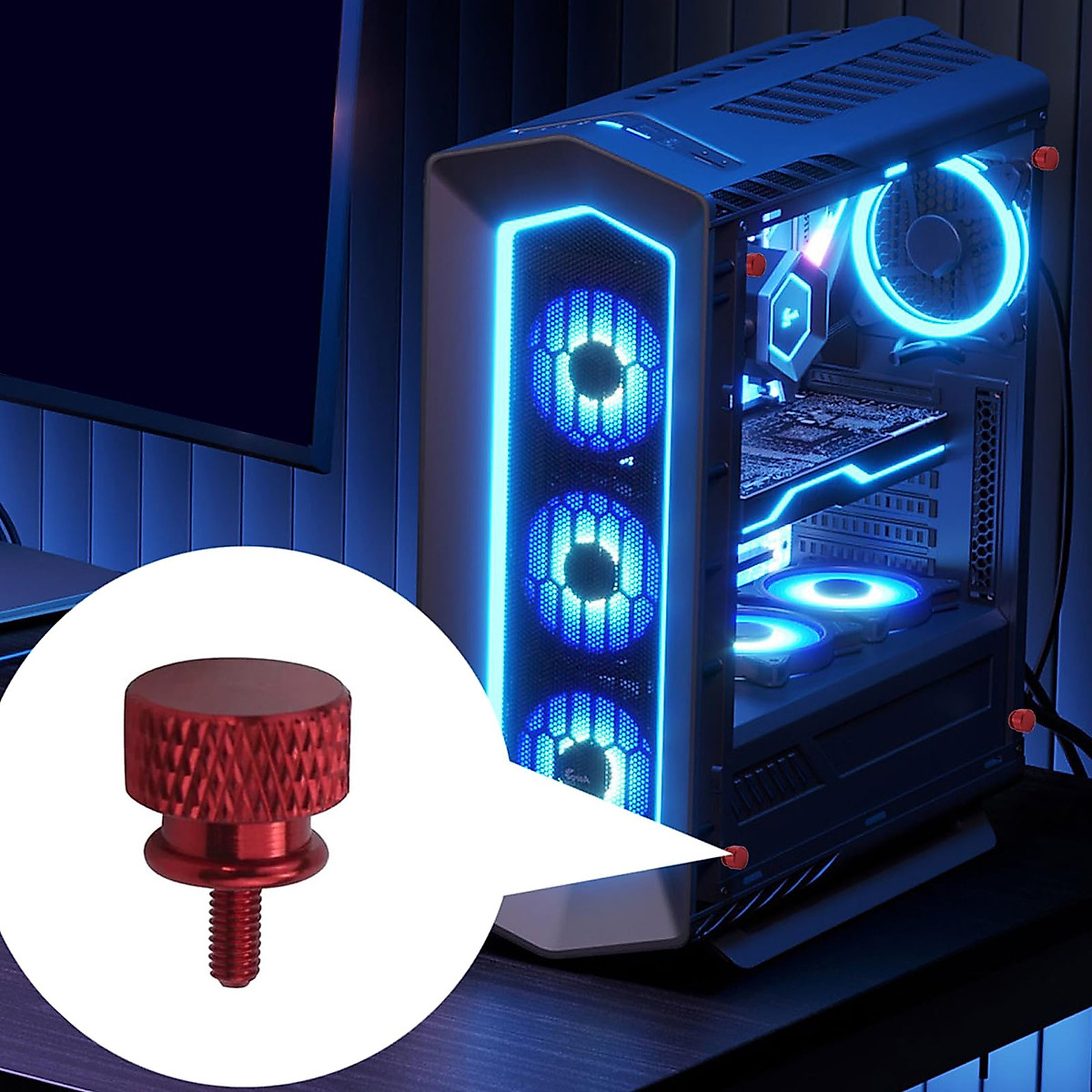 Antrader M3 Computer Case Thumb Screw Aluminum Alloy Knurled Hand Tighten Screws for Cover/Power Supply/PCI Slots/Hard Drives Wine Red 12PCS