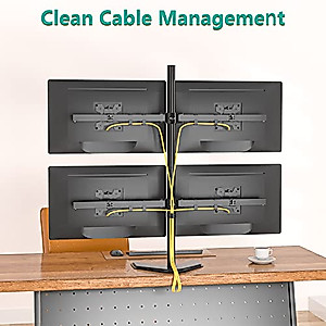 WALI Quad Monitor Stand, Free Standing 4 Monitor Stand Fully Adjustable Desk Mount Fits Monitors up to 27 Inch, Holds up to 17.6 lbs per Arm (MF004), Black