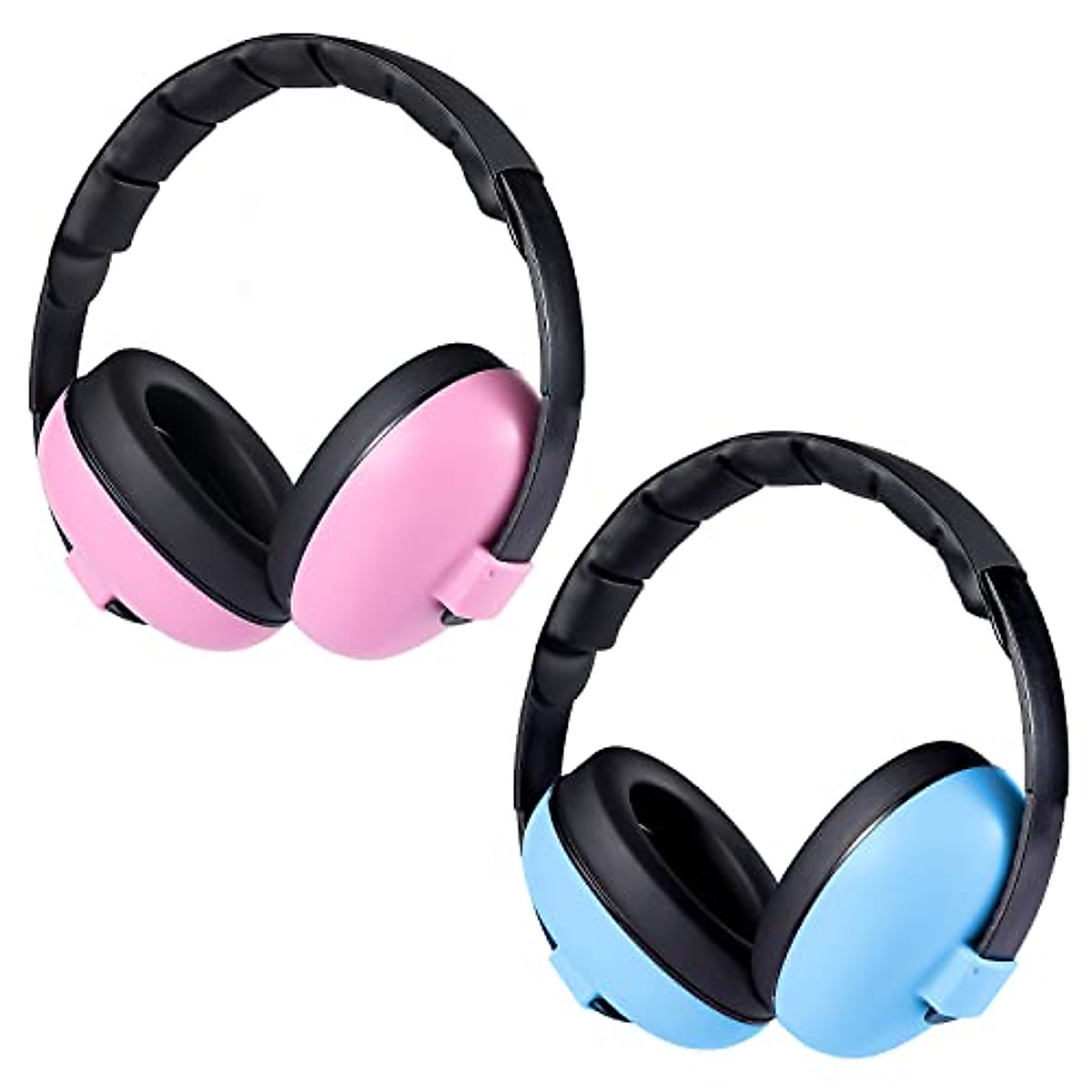 Rngeo 2 Packs Baby Noise Canceling Headphones, Baby Ear Protection Earmuffs Infant Hearing Protection Ear Muffs for Babies, Infants, Toddlers and Newborns Age 0-2+ Years (Blue & Pink)