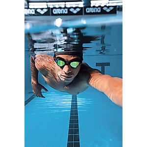 ARENA Unisex Adult Cobra Tri Swimming Goggles for Triathlon and Fitness Swipe Anti-Fog Wide Vision Mirror Lens, Yellow Copper/Army