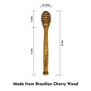 KYVANDO Brazilian Cherry Wood Honey Dipper - Durable & Warp-Resistant, Preserves Honey Purity, 2pcs, 6.3 Inch