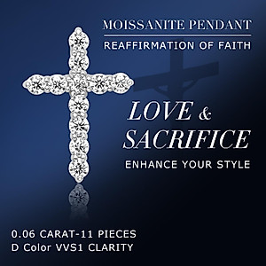 sheborn Cross Necklace for Women, Moissanite Necklace Cross Pendant for Women with 925 Sterling Silver Chain