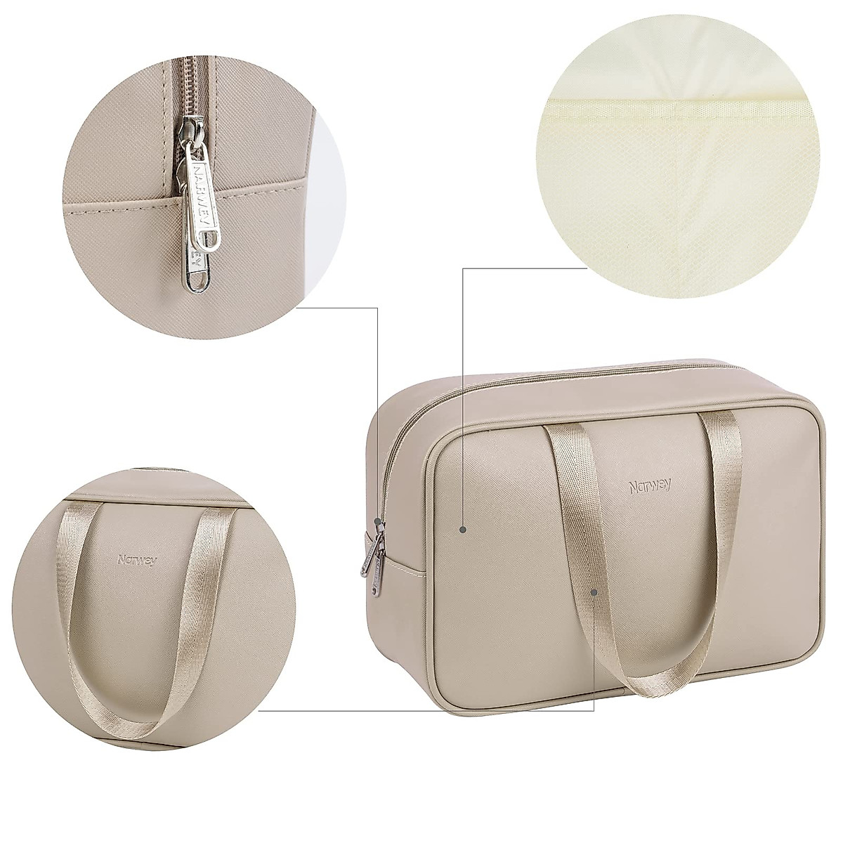 PU Leather Large Travel Toiletry Bag Women Toiletries Bag Skincare Bag Makeup Bag Organizer Make up bag Cosmetic Bag Medicine Bag for Girls (Large, Brown)