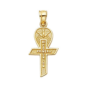 14k Yellow Gold Cross Religious Pendant - Height 20 MM Width 12 MM/Avg. Weight 0.9 Grams