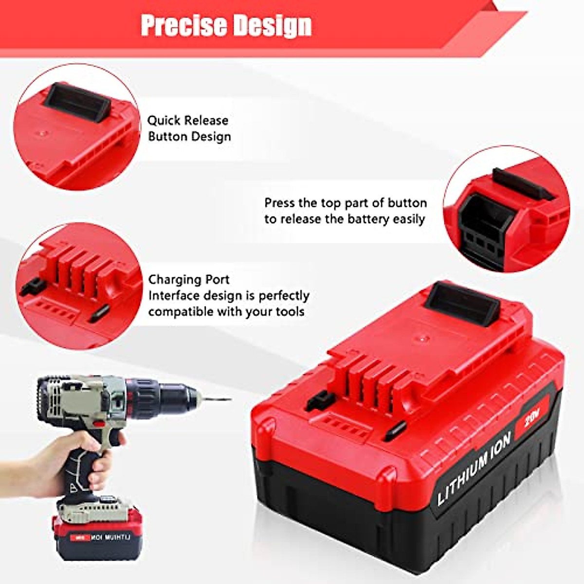 VINIDA Upgraded 2 Packs PCC685L 6.0Ah 20V Replacement for Porter Cable 20V Battery Compatible with Porter Cable 20V Max Batteries PCC680L PCC682L PCCK602L2 PCC600 PCC640 Cordless Power Tools Battery