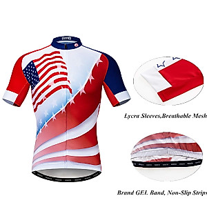 USA Cycling Jerseys Men, USA Flags Bicycle Shirts Summer Riding Tops Quick Dry Bicycle Jersey S-3XL