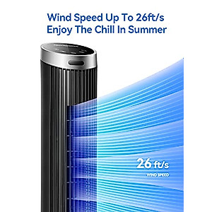 OmniBreeze Digital Electric Tower Fan, with Remote Control, LED Display, Standing Bladeless Floor Fans Cooling and Quite Indoor Living Room Bedroom use (36 Inch)…