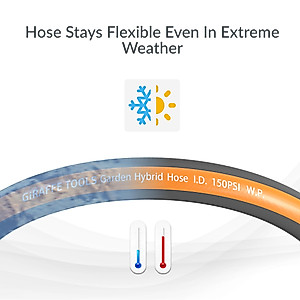 Giraffe Tools Garden Hose 25FT, 5/8"Heavy Duty Lay Flat Water Hose, No Kink, Flexible, Leakroof Gardening Hose with Male to Female Fitting, Lightweight Hybrid Hose Pipe for Garden & Yard