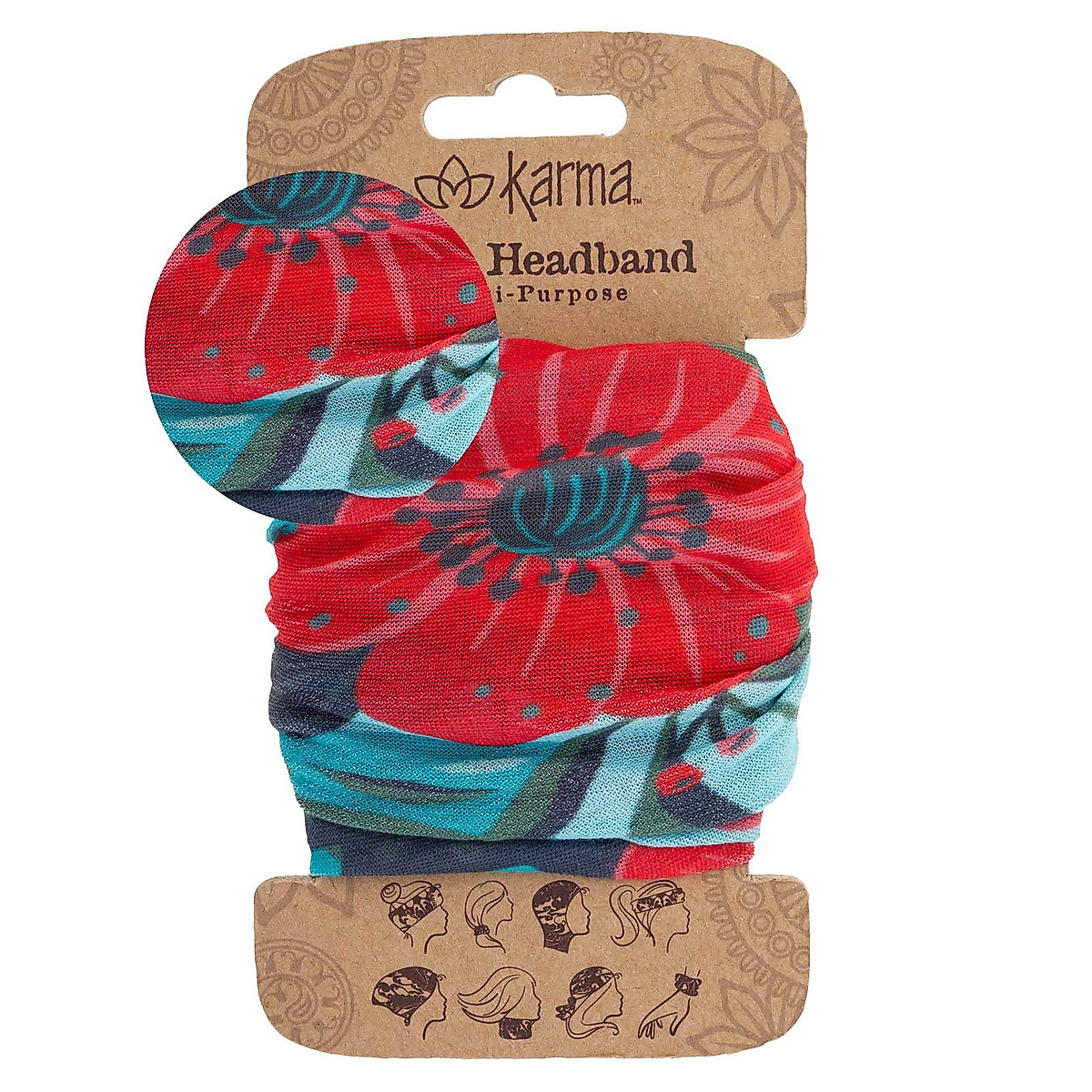 Karma Bee Headband for Women - Wide - Fabric Headband and Stretchy Hair Scarf - Light Blue