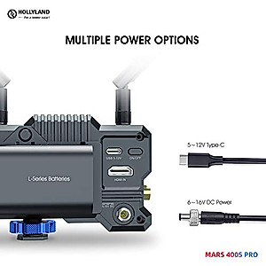Hollyland Mars 400S Pro SDI/HDMI Wireless Video Transmission Systems, 5G WiFi-Technology,12Mbps Live Streaming Rate, 0.08s Low-Latency, 400ft Range, Three-Way Power Supply, Support Android & iOS