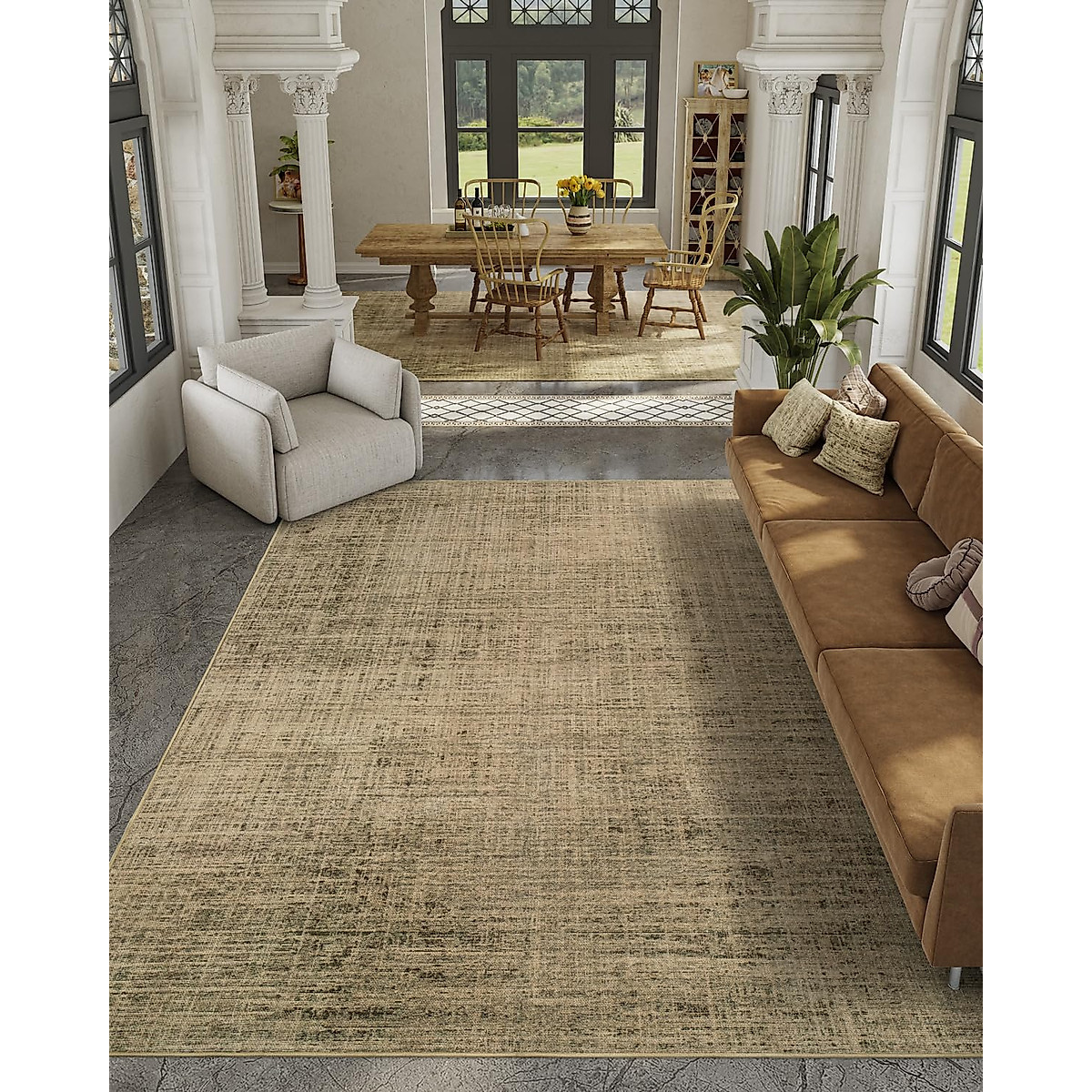 LUMI 4x6 Modern Abstract Area Rug, Ultra-Thin Washable Non-Slip Carpet, Low Profile, Flat Weave Indoor Floor Rugs for Living Room, Bedroom, Dining Room, Home Decor