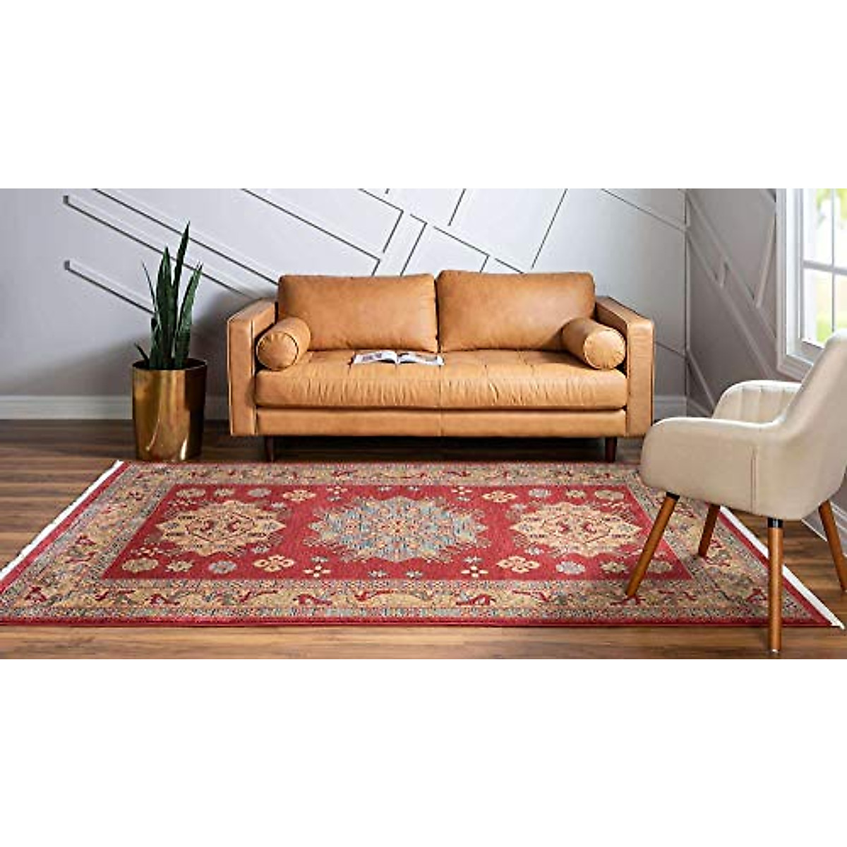 Unique Loom Sahand Collection Traditional Geometric Classic Red Area Rug (7' 0 x 10' 0)