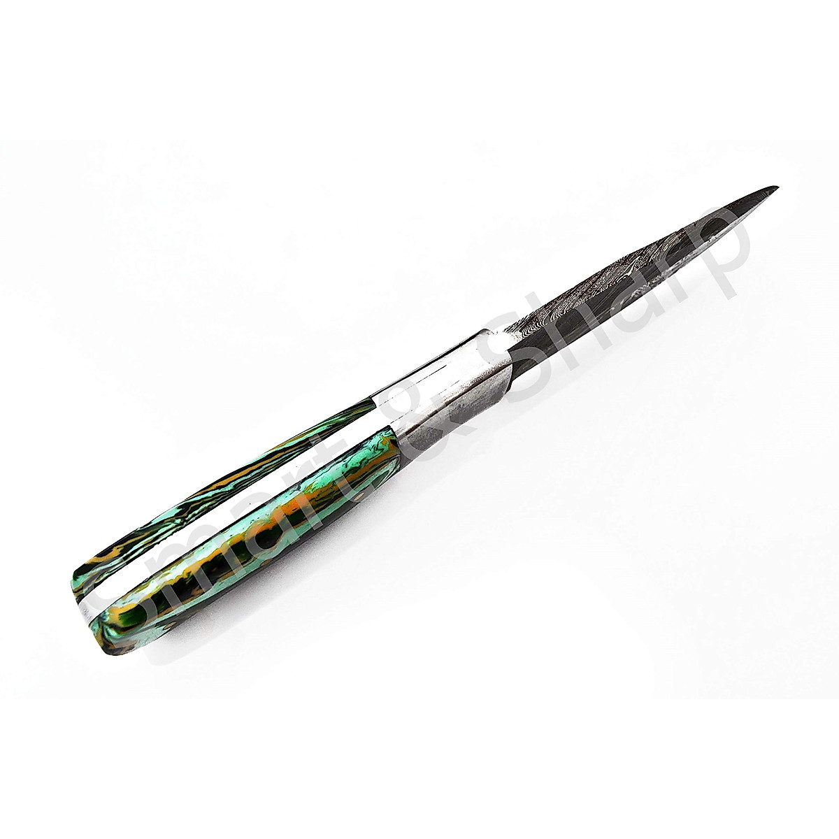 Smart & Sharp Custom Handmade Damascus Steel Hunting Knife/Skinning Knife AA-17227, 17228, 17229, 17230, 17231 and 17232 (Olive, Yellow and Sky Blue Resin)