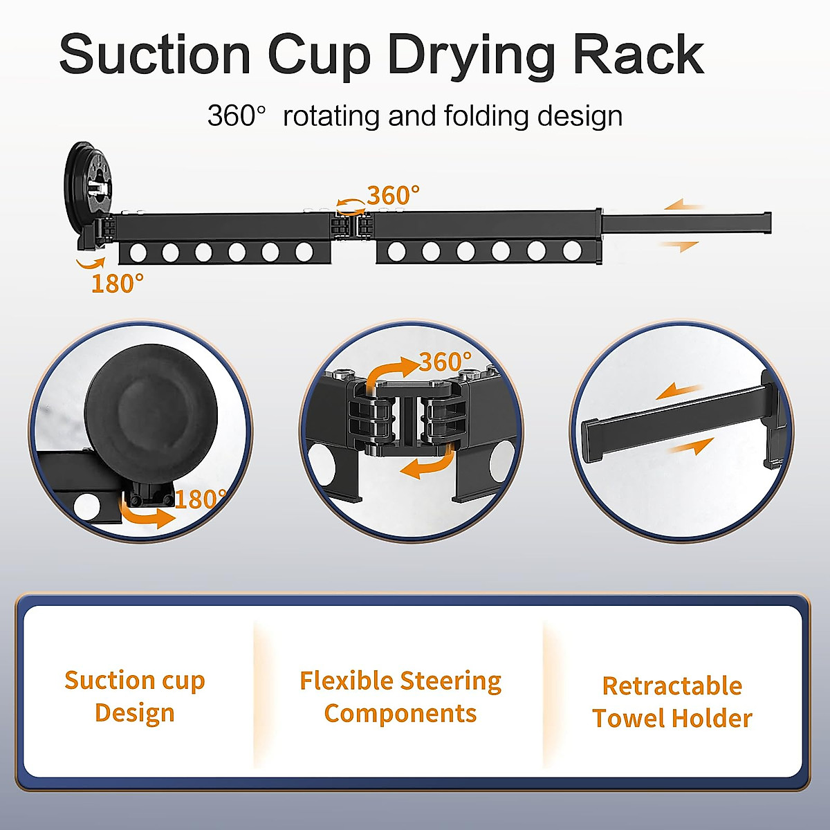 HotMax Suction Cup Clothes Drying Rack Wall Mounted, Retractable Collapsible Drying Racks for Laundry, Space Saving Dryer Rack, Balcony, Apartment Space Saver Organization(Bifold, Suction Cup)