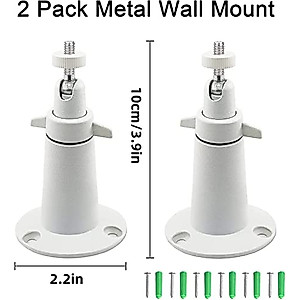 2pack Wall Mount Compatible with Ring Stick Up Cam & Ring Indoor Cam，Adjustable Mounting Bracket for Arlo, Arlo Pro 2 3, Arlo Ultra CCTV Camera and Compatible Camera with 1/4 Screw Head