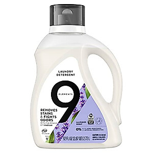9 Elements Natural Laundry Detergent Liquid Soap, Lavender Scent, Vinegar Powered, 92 Fl Oz, 1 Count