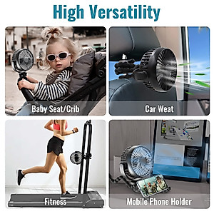 SOVONCARE Stroller Fan Clip on for Baby, Portable Fan for Stroller, Car Seat Fan, Mini Handheld Fan 5200mAh 360°Rotatable Fan with Octopus Tripod Adjustable 3 Speeds Idea Gift