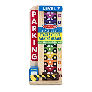 Melissa & Doug Stack & Count Wooden Parking Garage With 10 Cars