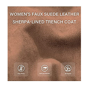 Bellivera Women Faux Suede Leather Jacket Comfy Overcoat FF20 D.Brown L