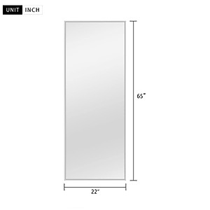 NeuType Full Length Mirror Floor Mirror with Standing Holder Bedroom/Locker Room Standing/Hanging Mirror Dressing Mirror (Silver), 65"x22"