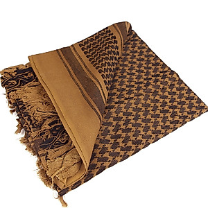 FREE SOLDIER Scarf Military Shemagh Tactical Desert Keffiyeh Head Neck Scarf Arab Wrap with Tassel 43x43 inches (Amber Brown)
