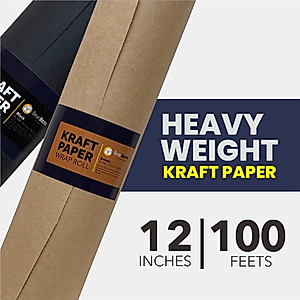 BearBoss 3 Kraft Paper Roll - Brown Black White - 12 inches x 100 feet - Paper Perfect for for Crafts, Art,Small Wrapping, Packing, Postal, Shipping, Dunnage & Parcel, Special Package