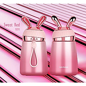AINAAN Double Stainless Steel Vacuum Girl Thermos Coffee Cup Durable Leakproof BPA Free Travel Office School （Pink