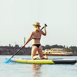 Ridetofly SU01 Stand Up Paddle Board 10.6'x32 x6, Inflatable SUP with 12pcs Accessories, Adjustable Paddles, Detachable Seat, Backpack Pump Fins Included, Paddle Boards for Adults Youth, Up to 330lbs