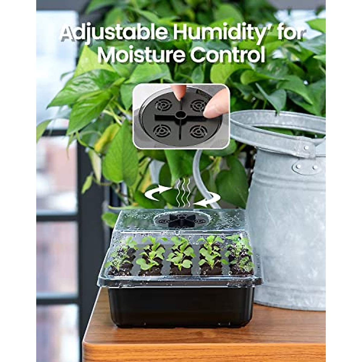 iDOO Seed Starter Tray with Grow Sponges, 20 Cells Reusable Seed Starter Kit with Humidity Dome, Base Mini Greenhouse Germination Kit for Seeds Growing Starting