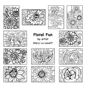 COLORpockit 4x6 Postcard Coloring Book Card Decks with Round & Round and Floral Fun. Refills for COLORpockit Complete Portable Coloring kit. Contains Two 12-Card Coloring Decks.