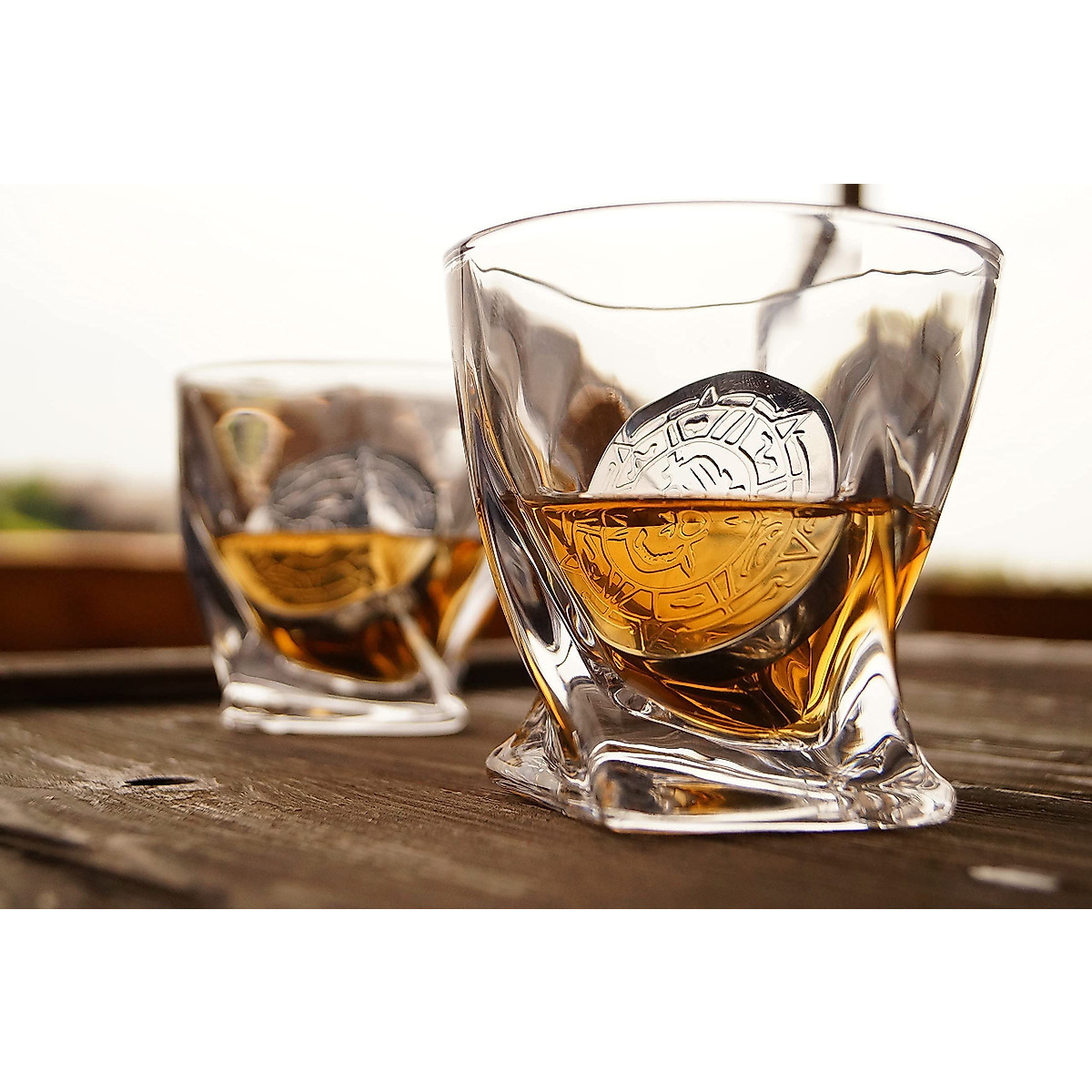 New Pirate Themed Silver Whiskey Decanter and Coin Set, Stainless Steel Whiskey Chilling Stones | 6pc Set with Chest | Whiskey Gift for Men, Dad, Husband, Boyfriend