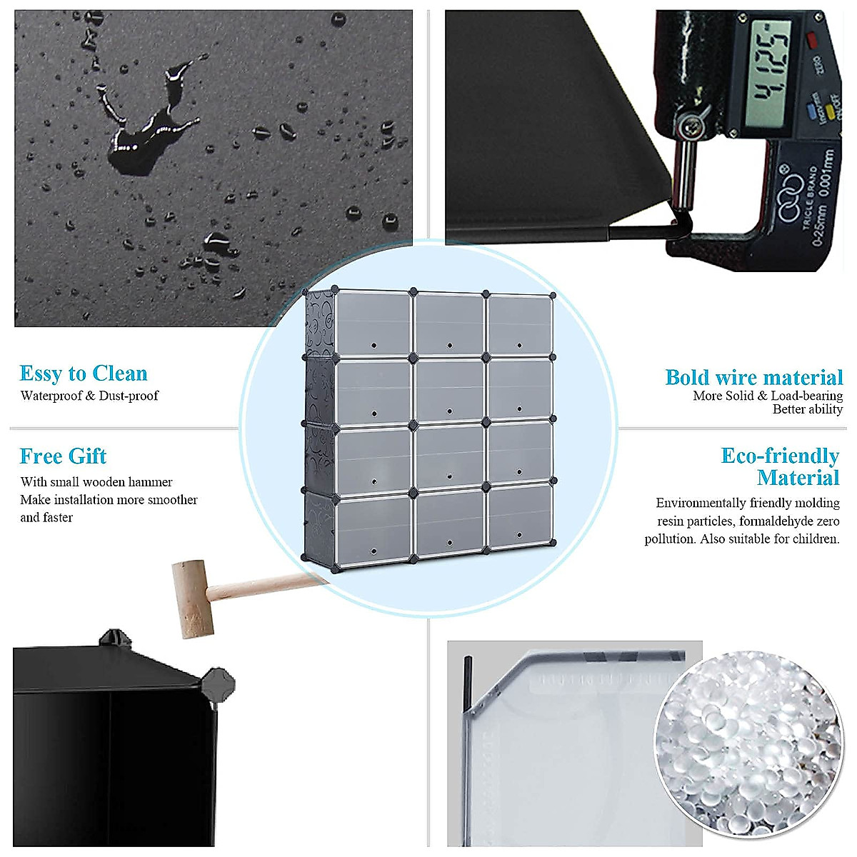 CAMORSA Portable Shoe Rack Organizer, 3x8 Tier Storage Shoe Cabinet for 48 Pair, Shoe Organizer for Heels, Boots, Slippers