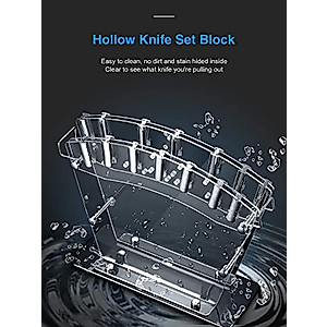 KDIK 16 PCS High Carbon Stainless Steel Kitchen Knife Set, BO Oxidation, No Rust, Sharp Cutlery Black Knife Set with Acrylic Stand and Serrated Steak Knives,AB112