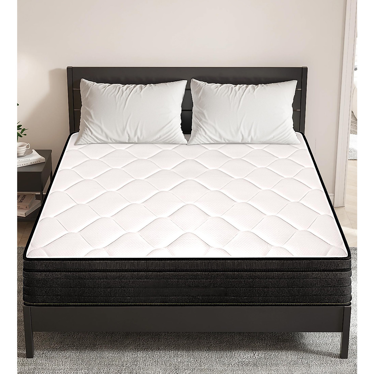 elitspace Queen Size Mattress,10 Inch Memory Foam Hybrid Queen Bed Mattresses in a Box Individual Pocket Spring Breathable Comfortable for Pressure Relief, CertiPUR-US,100 Nights Trial.