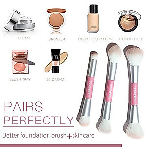 Makeup Brush Duo End Foundation Brush Contour Powder Face Makeup Brushes For Blending Liquid Powder,Concealer,Blush Brush, Highlighter Contour Brush Powder Synthetic Cosmetic Tools