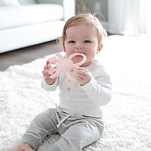 Dr. Brown's Flexees Pink Bunny, Soft 100% Silicone Baby Teether, BPA Free, 3m+