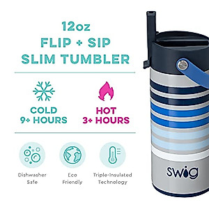 Swig Life 12oz Insulated Water Bottle for Kids with Straw & Flip + Sip Handle, Dishwasher Safe, Cup Holder Friendly, Stainless Steel Water Bottle for Boys and Girls (Rad Racer)