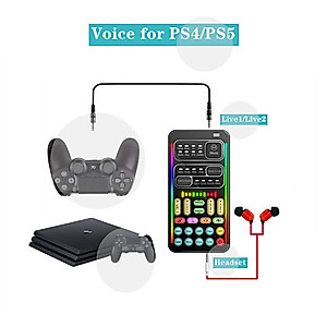 Portable Voice Changer, 2rd Generation i9 Live Sound Card, Cool Lights Sound Board - Voice Disguiser/Modulator for PS4/PS5/Xbox One/PC/Phone/Laptops with Adjustable Voice Functions